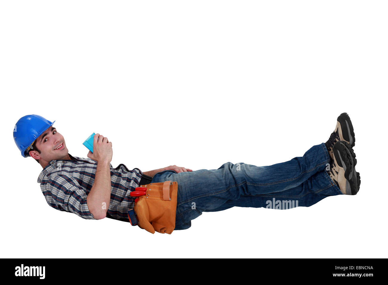 Builder taking a break Stock Photo - Alamy