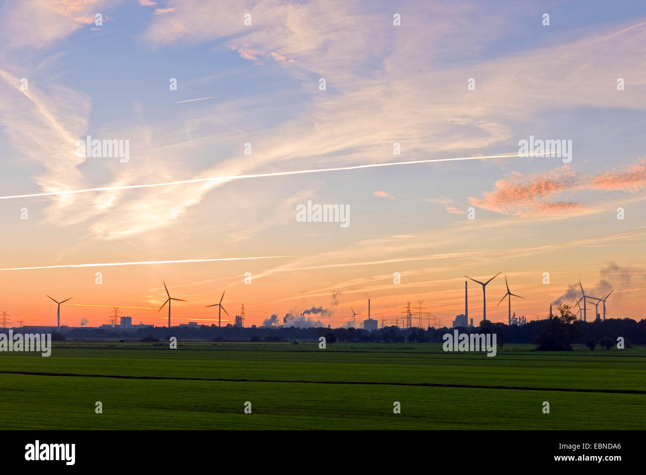 field landscape with wind power stations in morning light, Arcelor ...