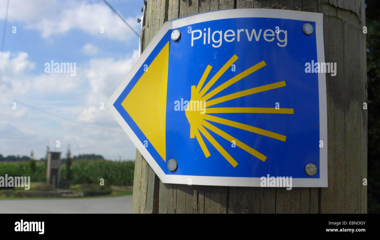 direction sign Way of St. James - pilgrims┤ way, Germany Stock Photo ...