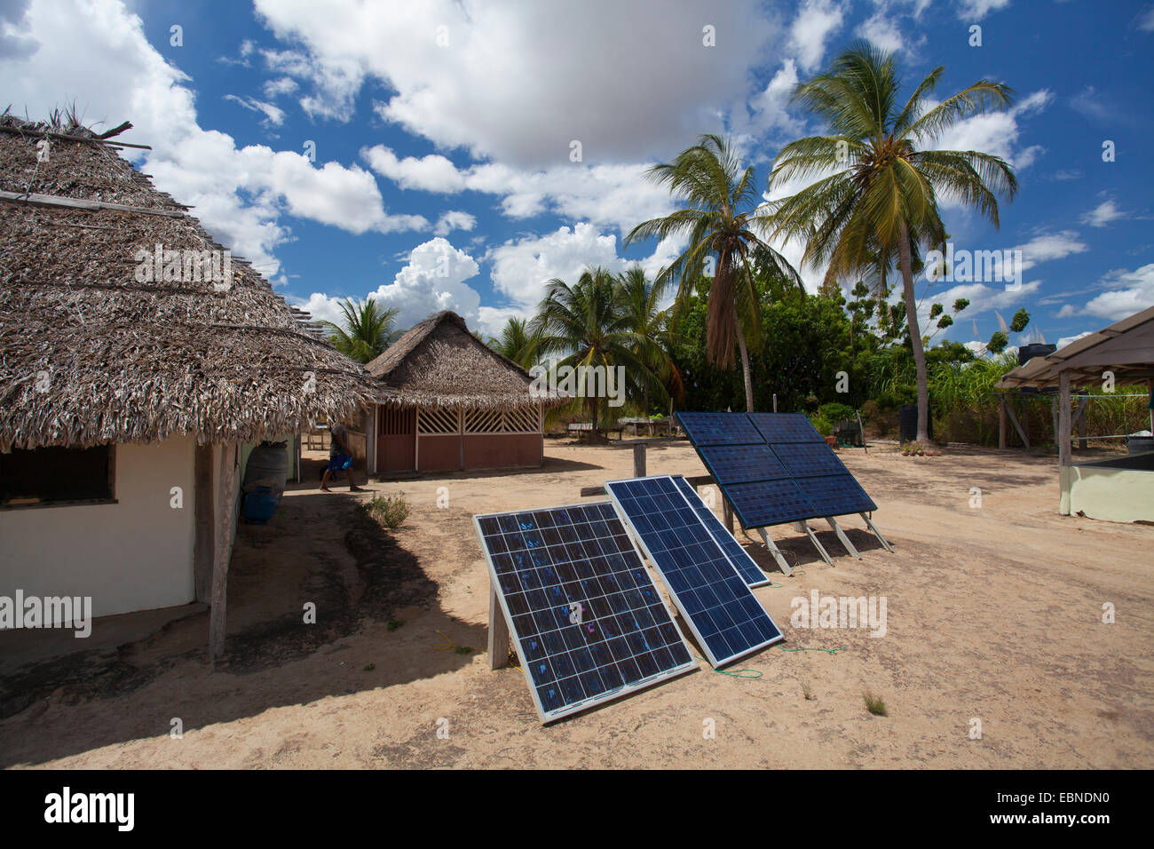 SOLAR PANELS, Rupunau (Wapishana Indian village), south Rupununi ...