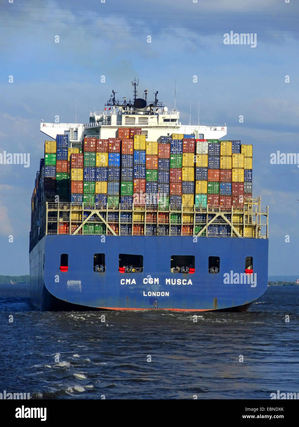 cargo ship on river Elbe, Germany, Hamburg Stock Photo - Alamy