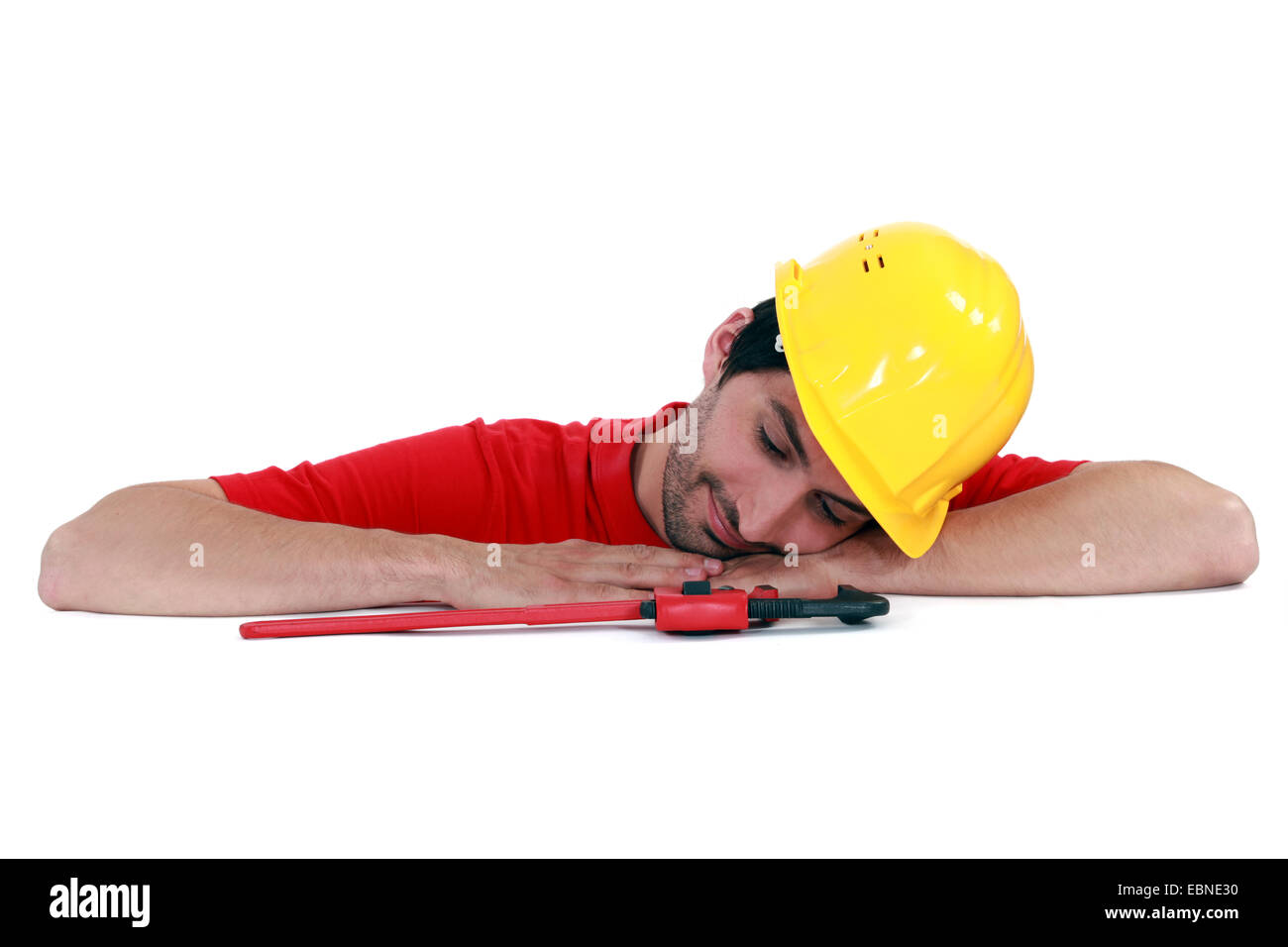 Man asleep work table Cut Out Stock Images & Pictures - Alamy