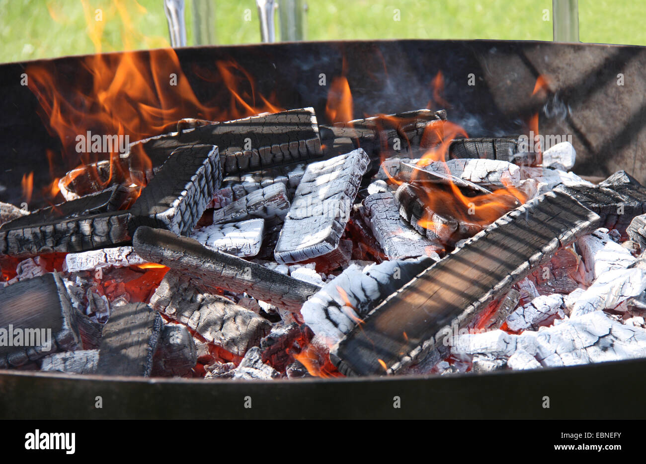 A Large Wood Burning Charcoal Barbeque Fire Stock Photo - Alamy