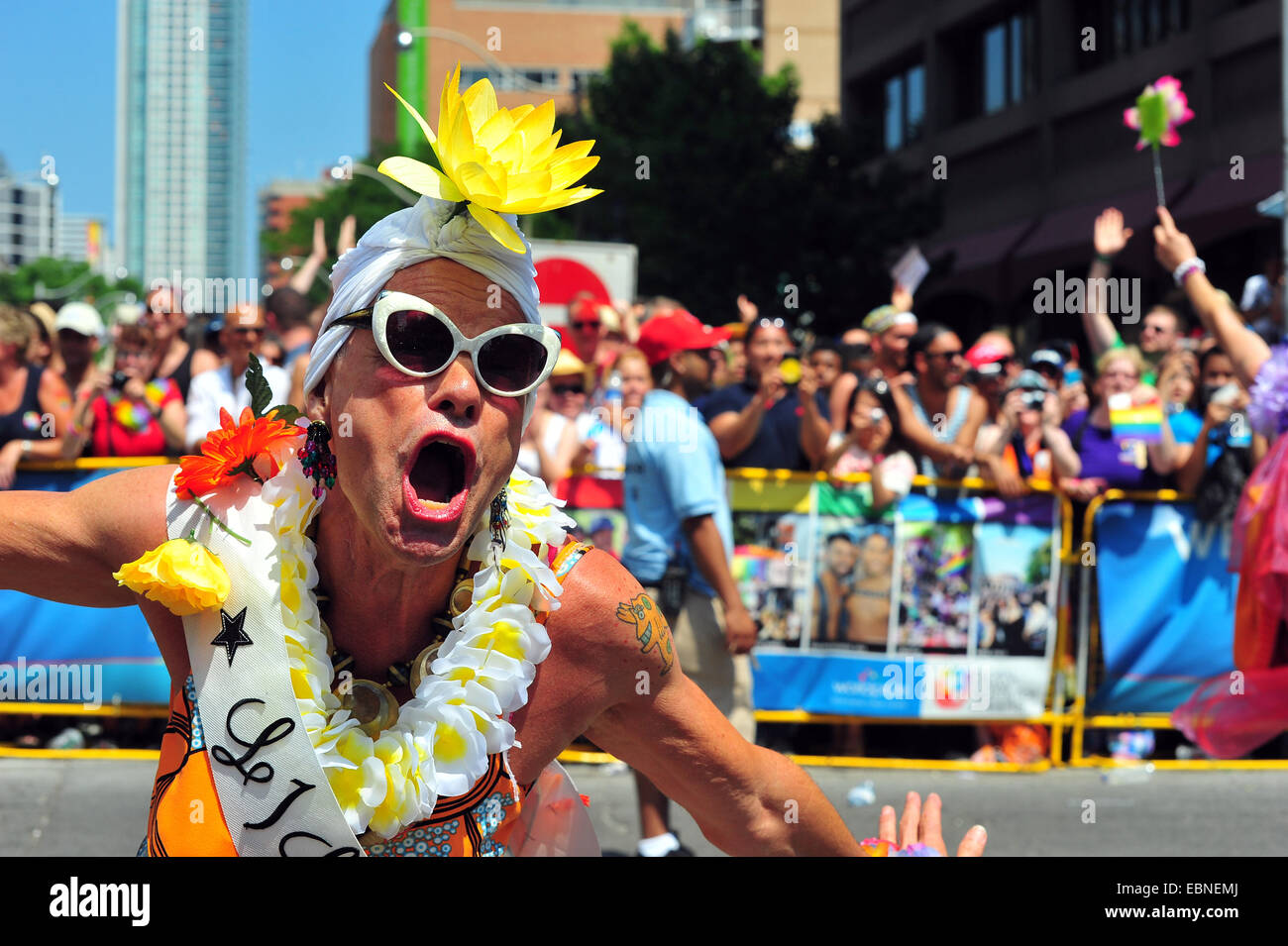 A man in drag shots at the 2014 World Pride in Toronto Stock Photo - Alamy