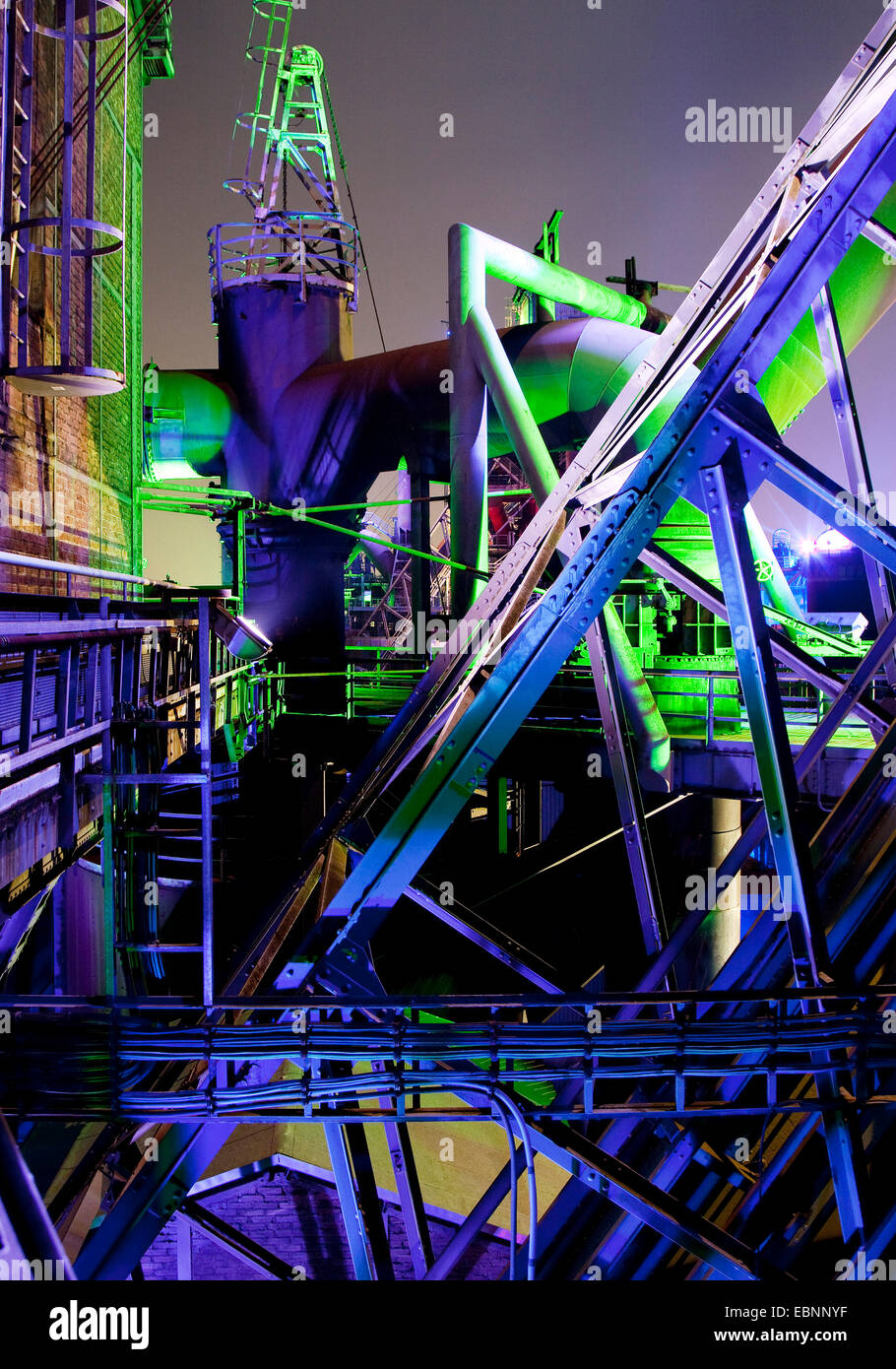Illuminated steel mill night landschaftspark hi-res stock photography ...