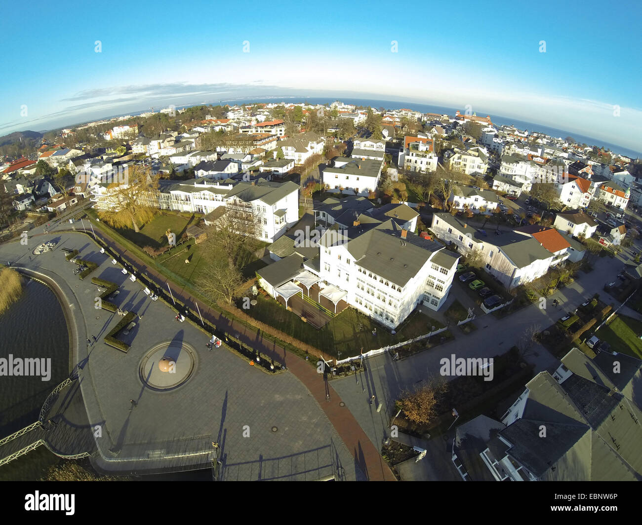 aerial view to Binz and Schmachter See lakefront, Germany, Mecklenburg ...