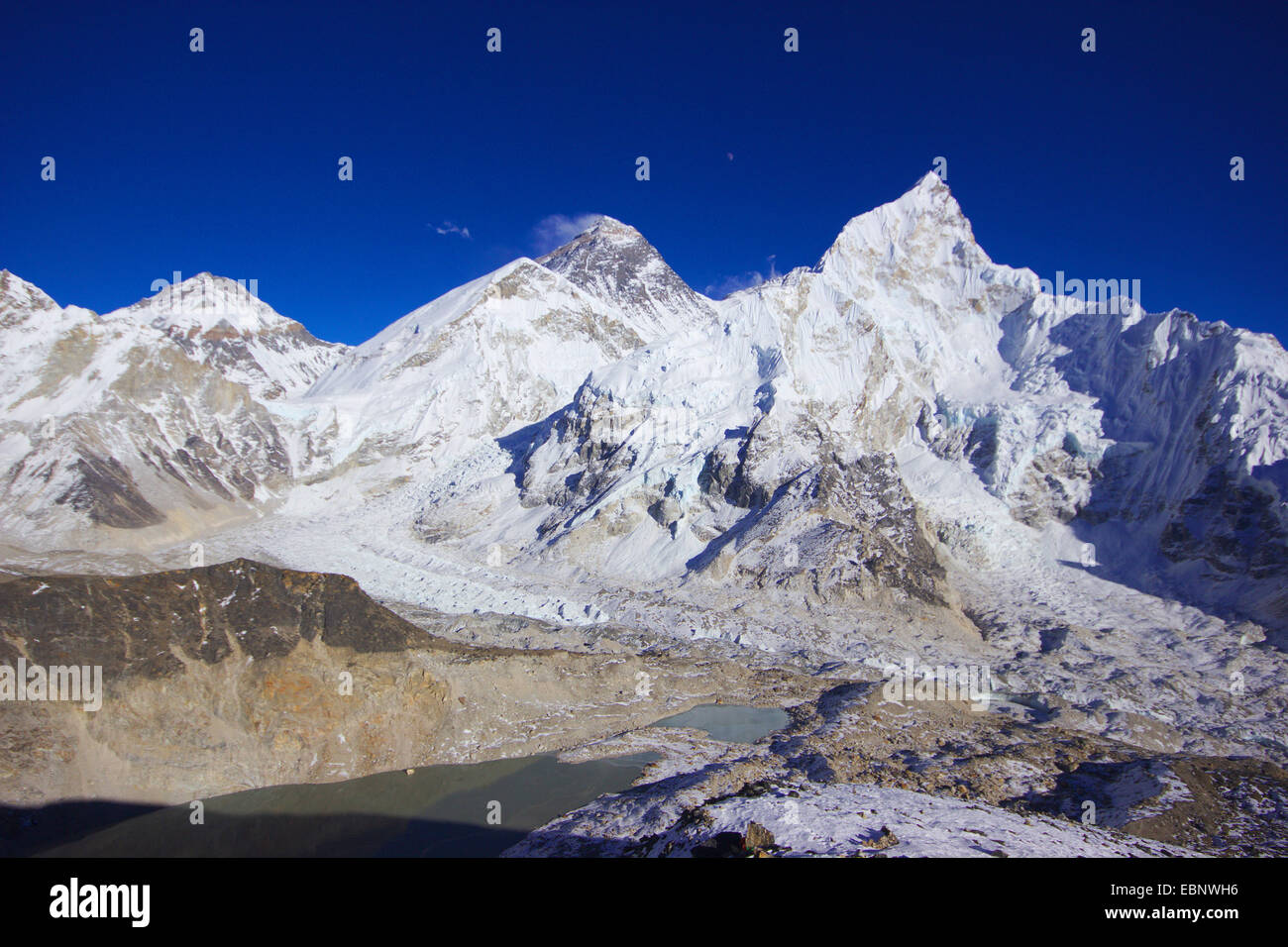 Changtse, Mount Everest (in front West Shoulder) and Nuptse. View from ...
