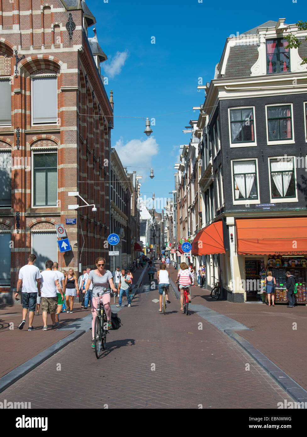 AMSTERDAM, CIRCA AUGUST 2014: Typical landscape with roads and on bike ...