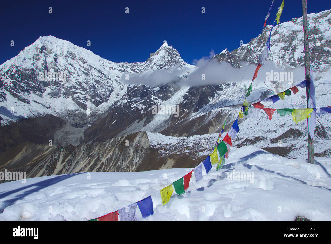 Langtang Lirung, Kimshung and Dragpoche (Yensa Tensji) with prayer ...