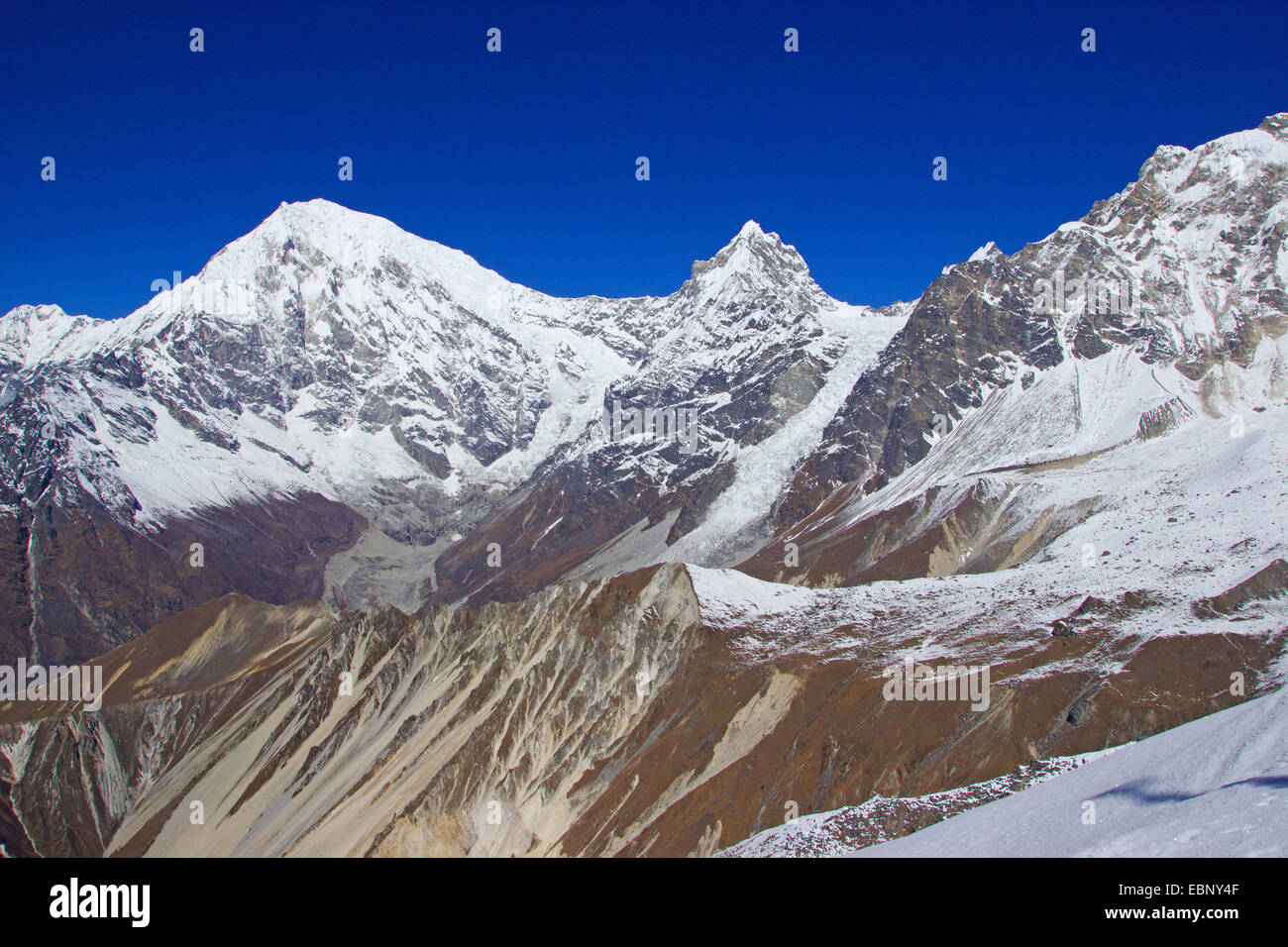 Langtang Lirung and Kimshung view from Tsergo Ri, Nepal, Langtang Himal ...