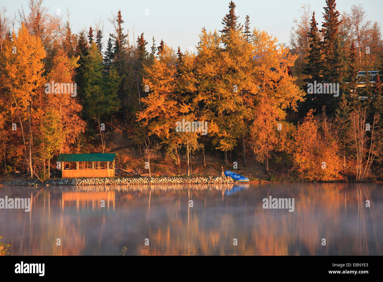 sunrise at a lake near Wasilla, USA, Alaska, Anchorage Stock Photo - Alamy