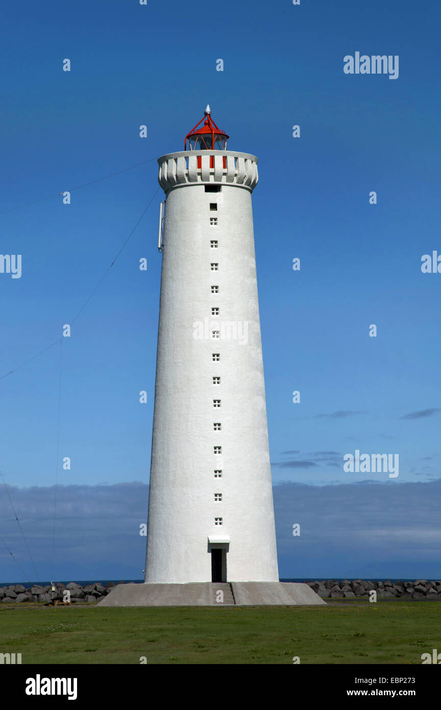 lighthouse, Iceland, Reykjanes Peninsula, Gadur Stock Photo - Alamy