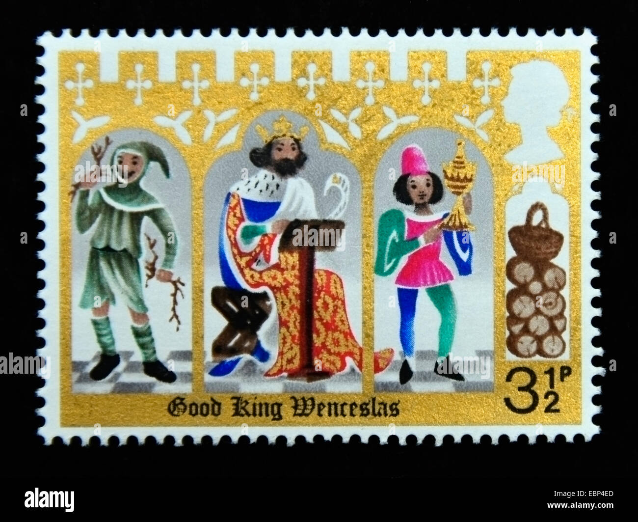Postage stamp. Great Britain. Queen Elizabeth II. 1973. Christmas. Good ...