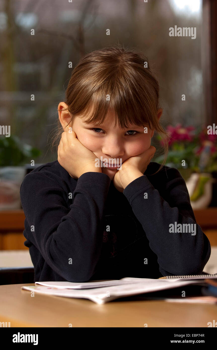 little girl is not up for learning Stock Photo - Alamy