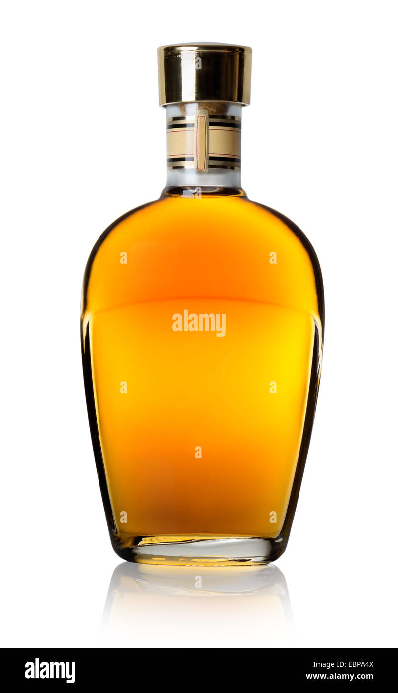 Cognac in a bottle isolated on a white background Stock Photo - Alamy
