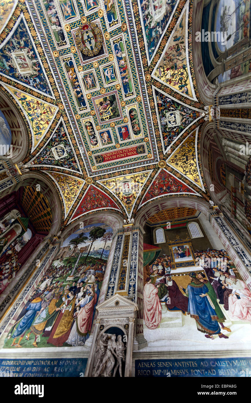 Piccolomini Library ceiling Siena Cathedral, Duomo di Siena, Tuscany ...