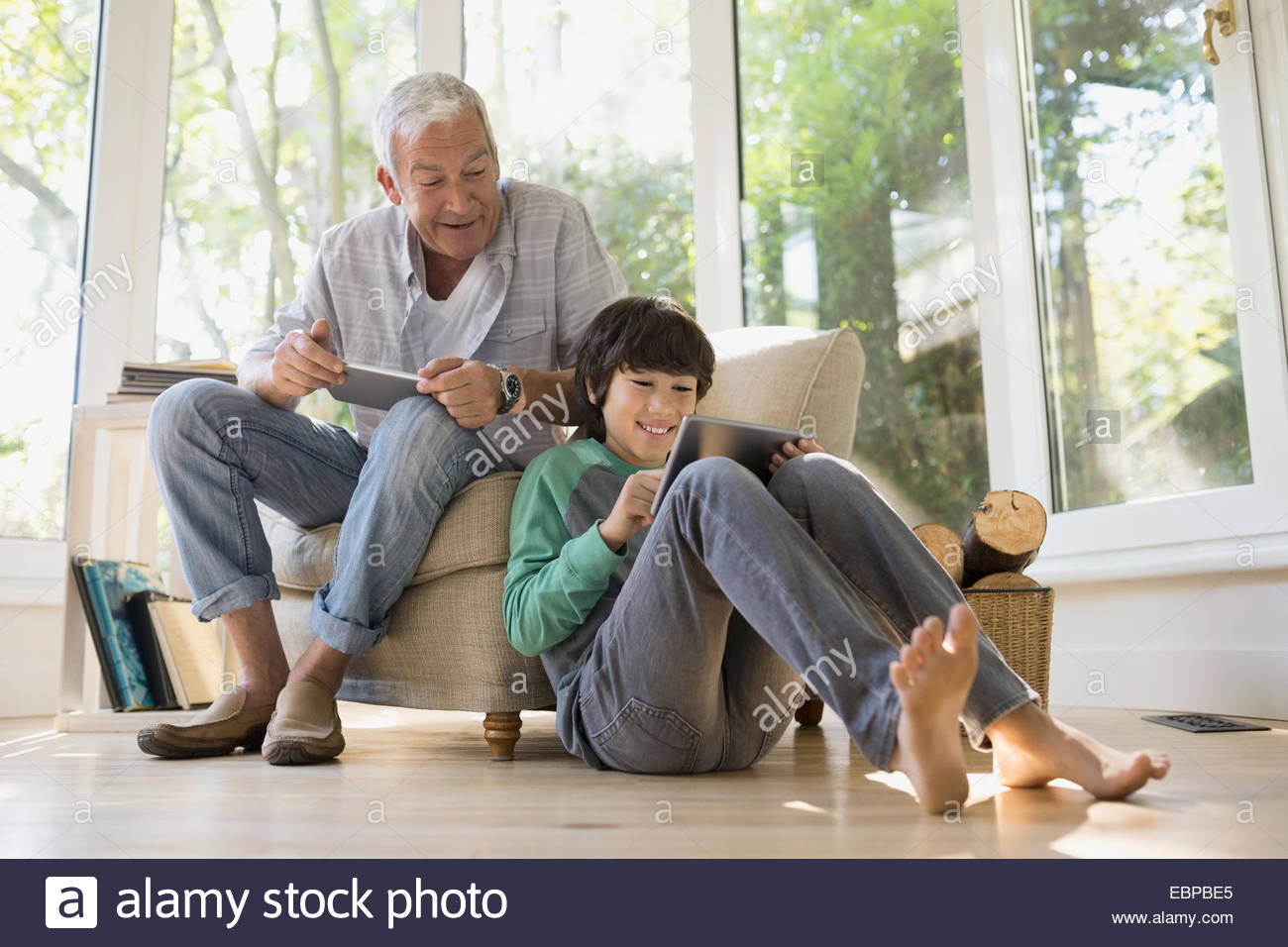Boy grandfather technology hi-res stock photography and images - Alamy