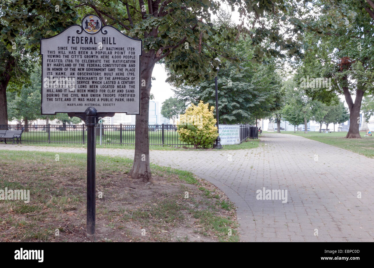 Federal Hill sign in Federal Hill Park, Baltimore, Maryland Stock Photo ...