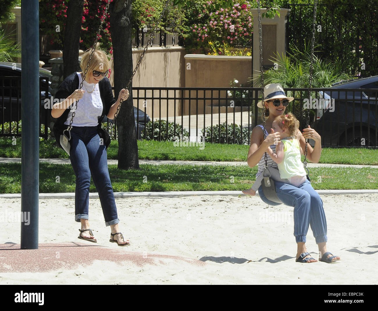 Jessica Alba enjoys a day at the park with her mother Catherine Jensen ...