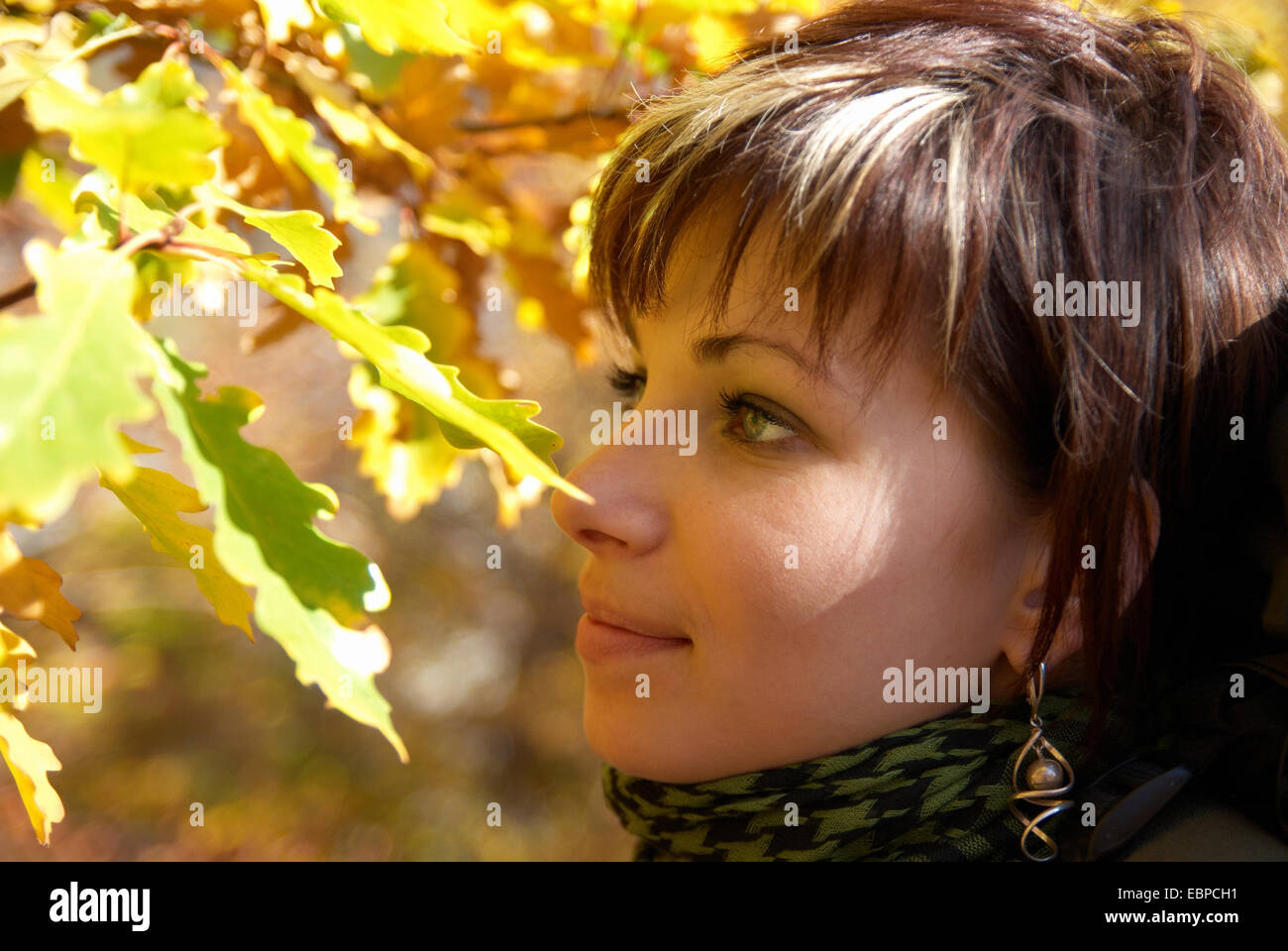 Beautiful girl's portrait with soft autumn background Stock Photo - Alamy