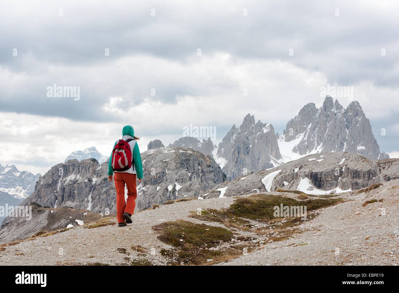 hiker girl at the italian mountains, Alps Stock Photo - Alamy
