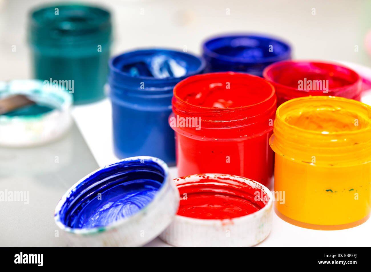 tubes of paint on a table Stock Photo - Alamy