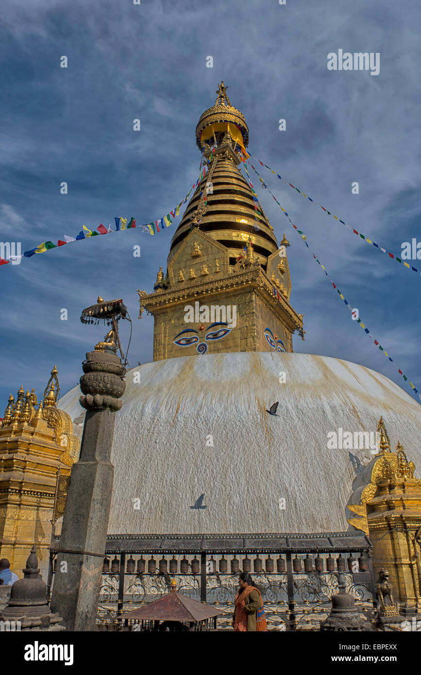Swayambhu Stupa at Monkey Temple in Kathmandu Valley, Nepal Stock Photo ...