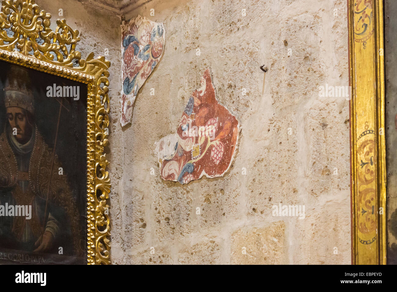 Peruvian Christian religious art: Fragments of an ancient fresco on the ...