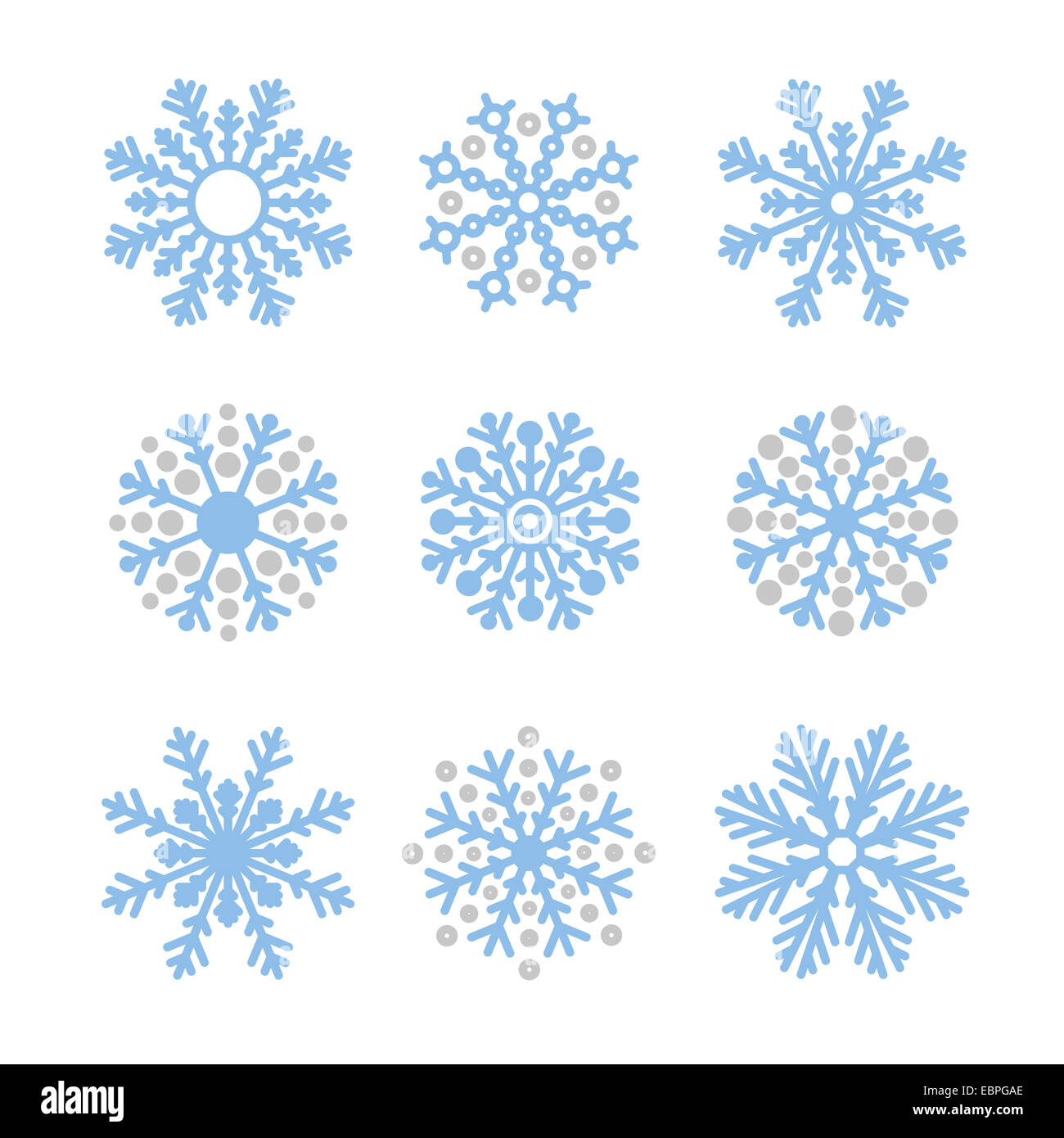 Various winter snowflakes vector set Stock Photo - Alamy