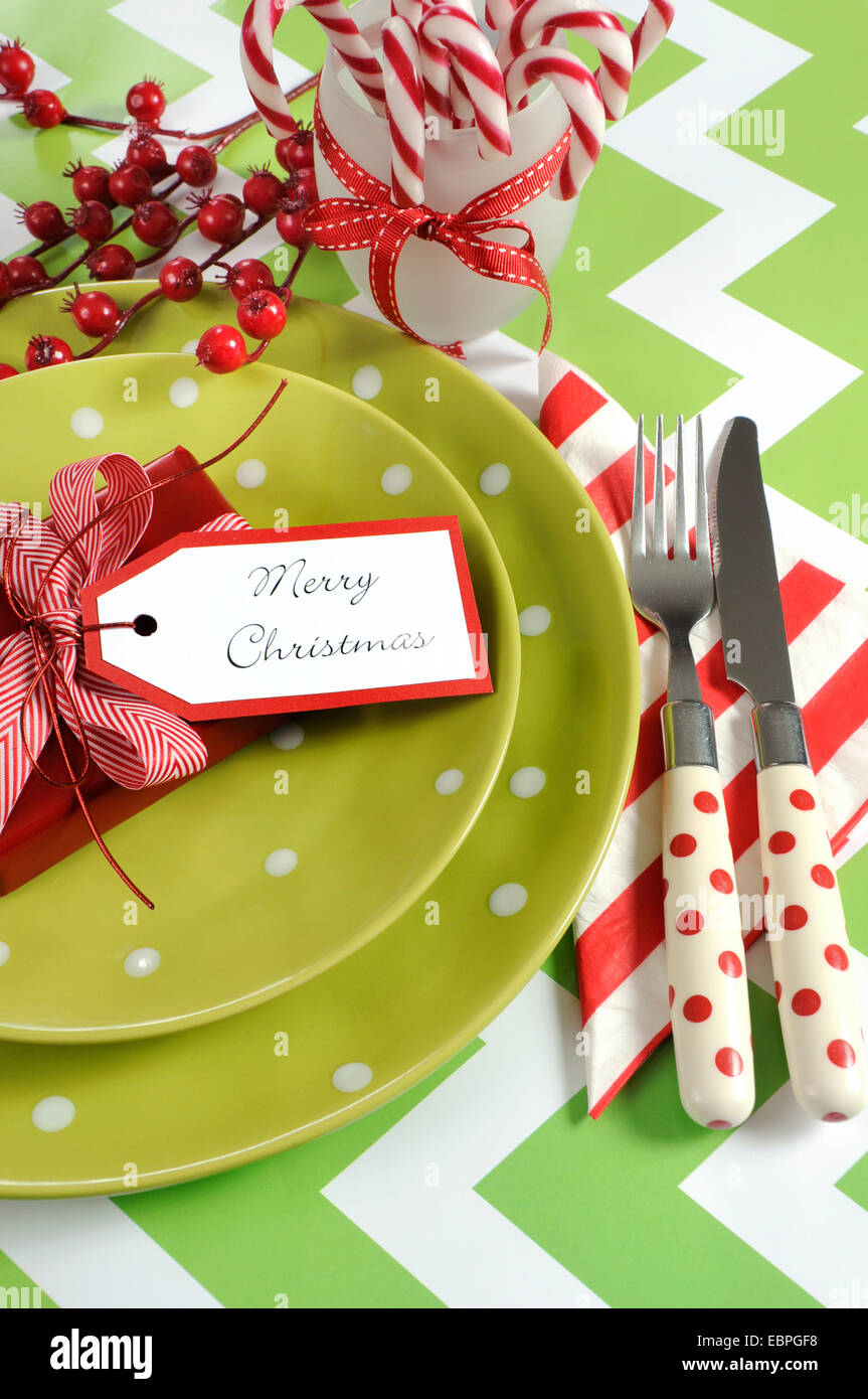 Bright colorful modern Christmas children family party table place ...