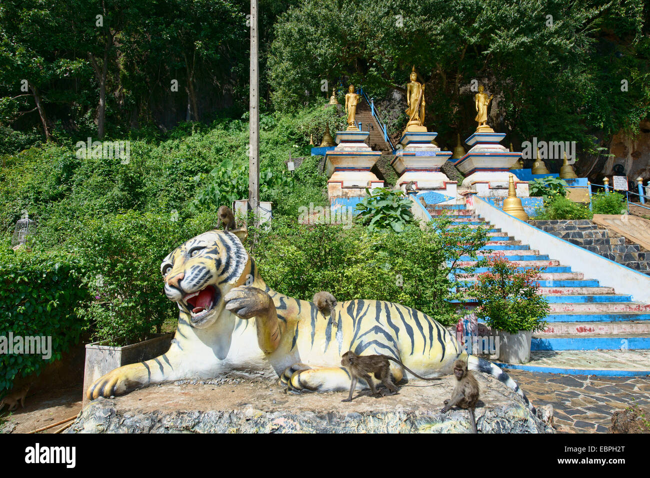Entrance to the steep climb up the Wat Tham Sua Tiger Cave Temple in ...