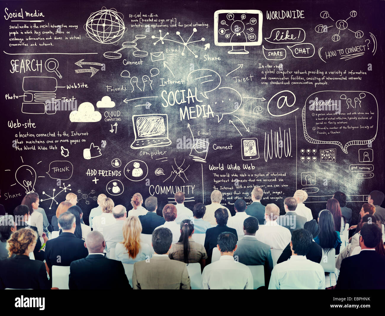 Diverse business people learning social hi-res stock photography and ...