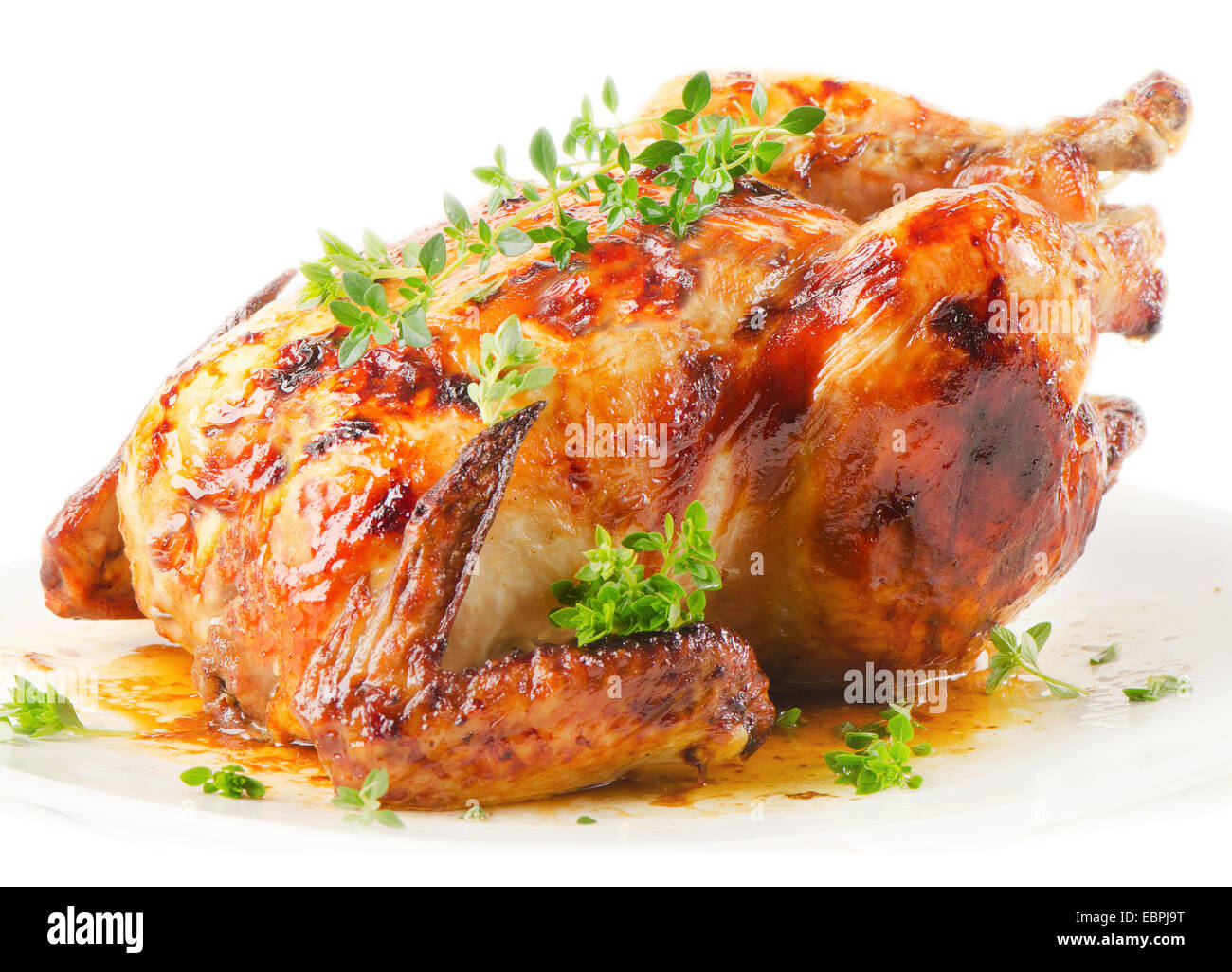 roast chicken isolated on a white background Stock Photo - Alamy