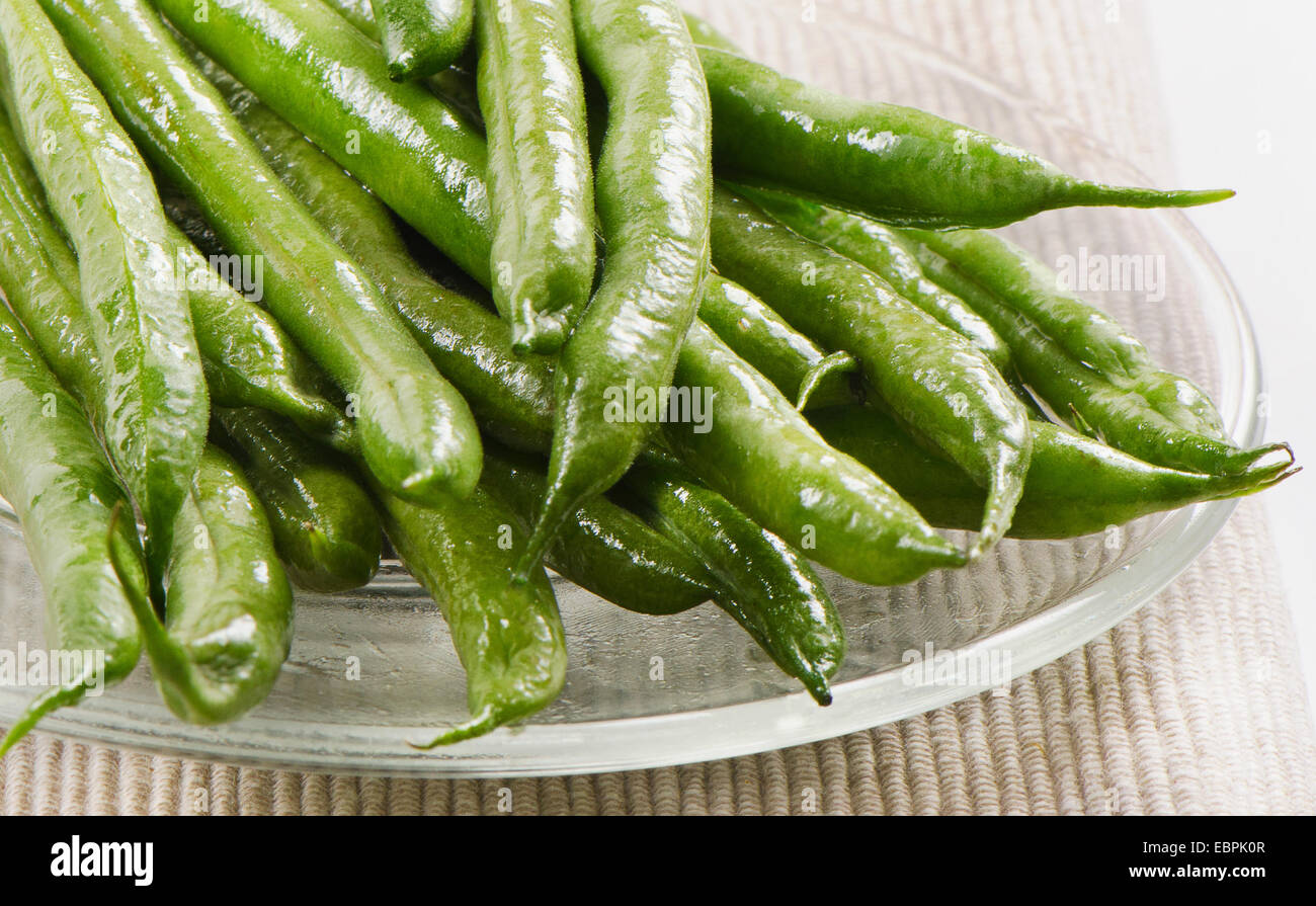 Green beans isolated on a white background Stock Photo - Alamy