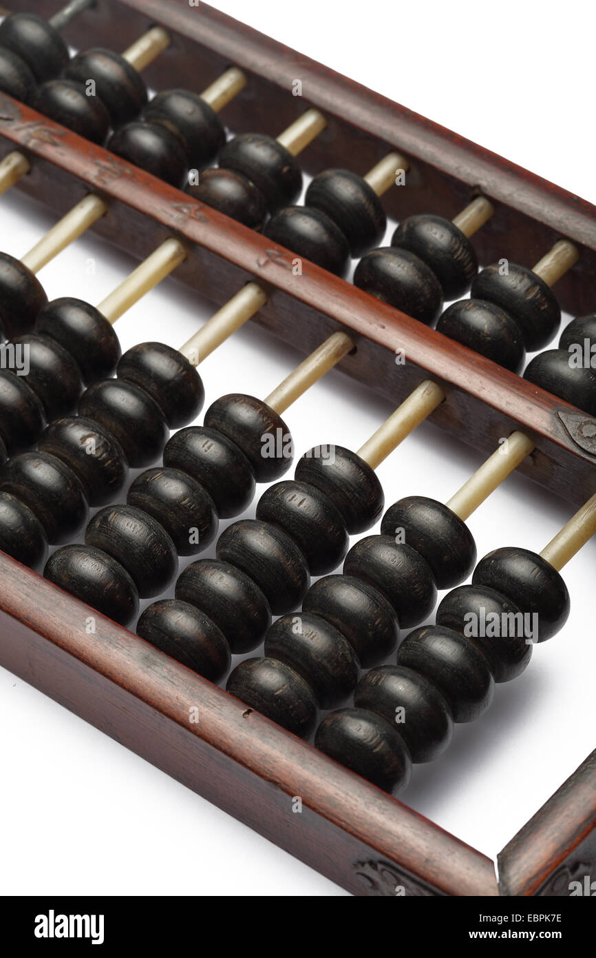 old abacus ancient classic close up isolated on white background Stock ...