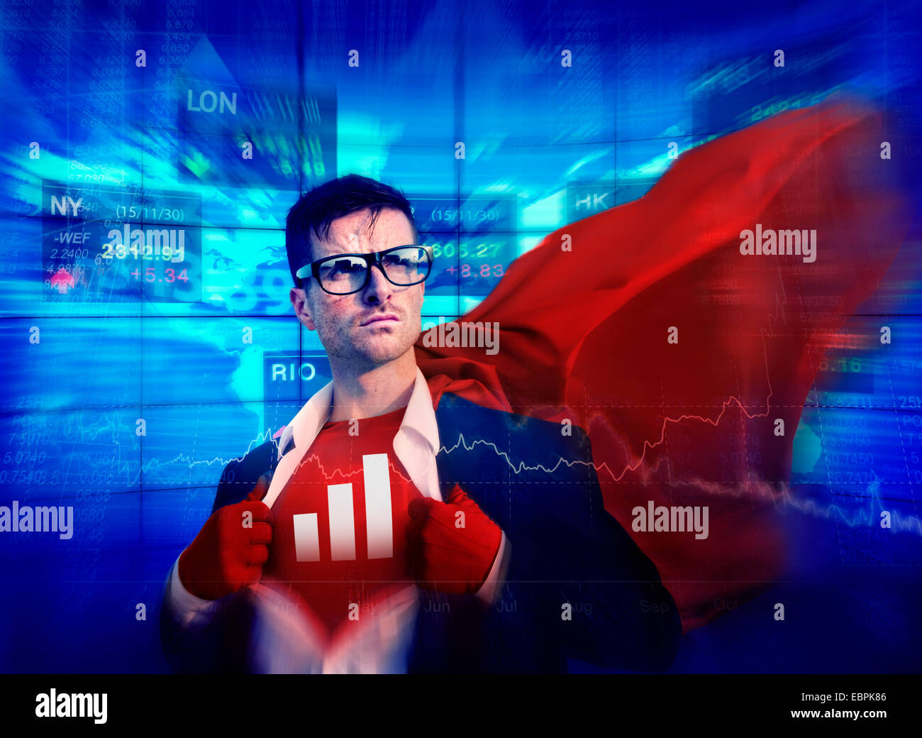 Bar Graph Strong Superhero Success Professional Empowerment Stock ...