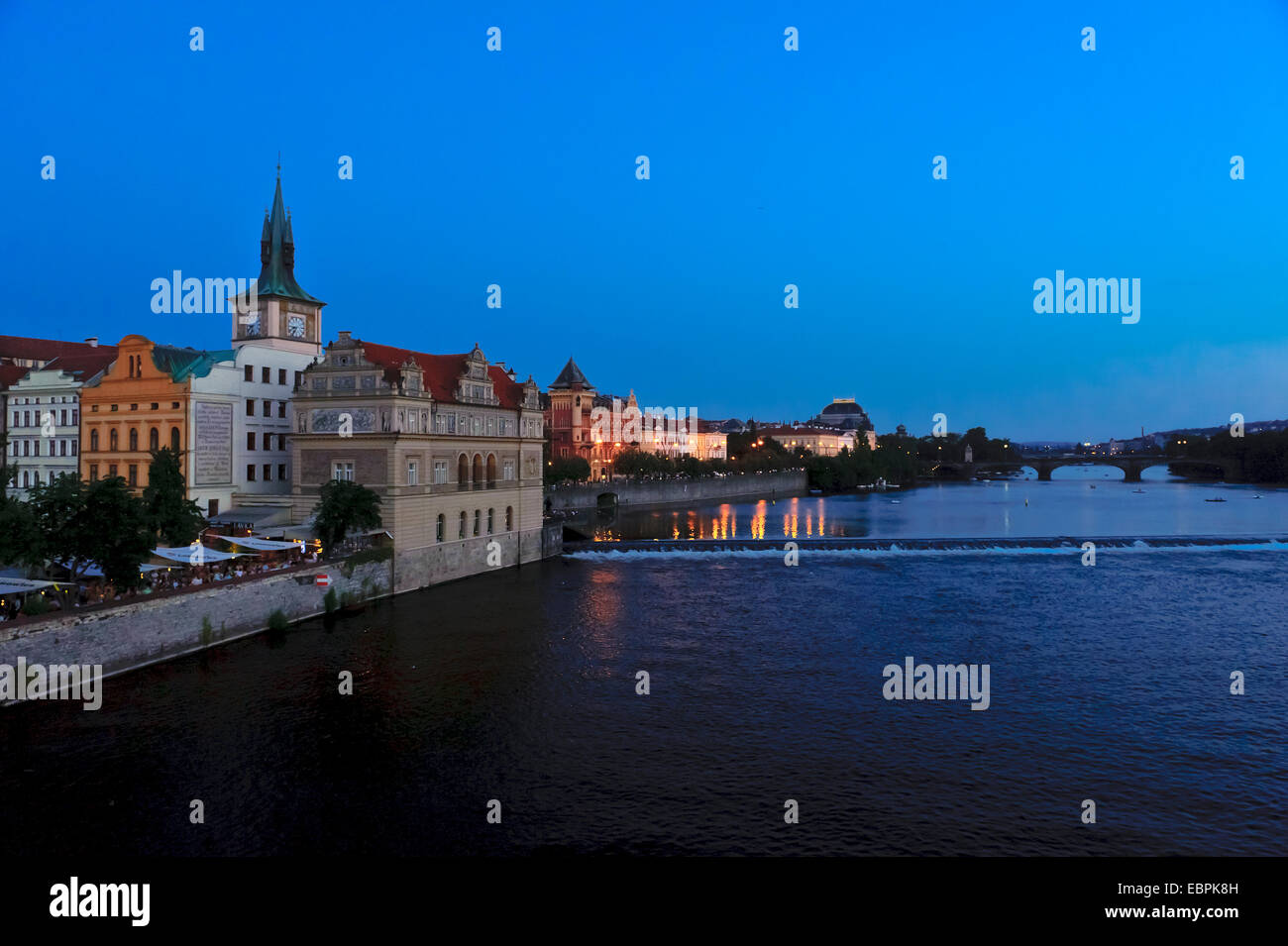 Night view of Prague from Karlov bridge in summer Stock Photo - Alamy