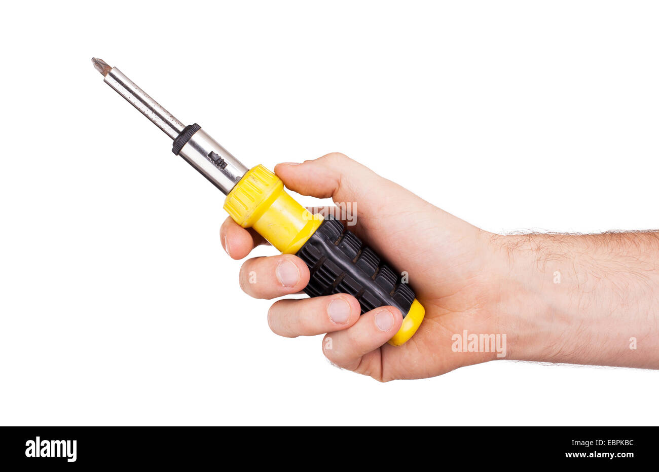 Old used screwdriver with plastic grip, isolated on white Stock Photo ...