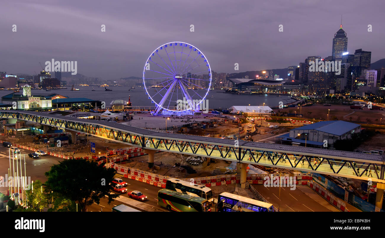 The new Hong Kong observation wheel, Victoria harbor, Hong Kong, China ...