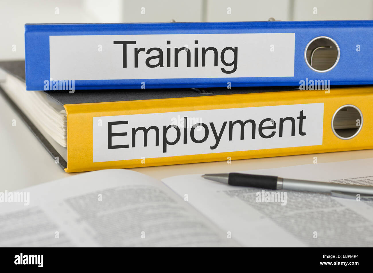 Folders with the label Training and Employment Stock Photo - Alamy