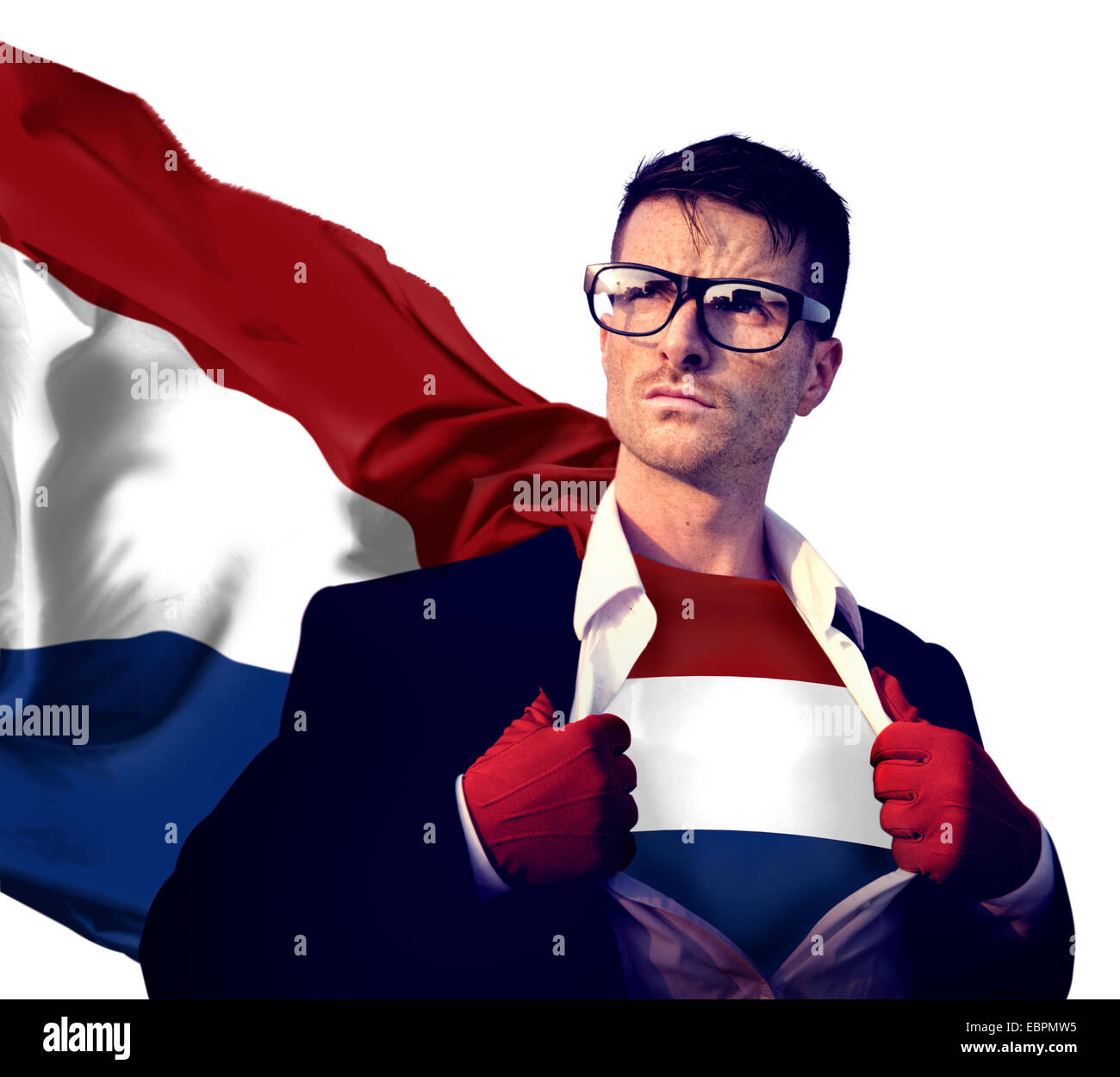 Businessman Superhero Country Netherlands Flag Culture Power Concept ...