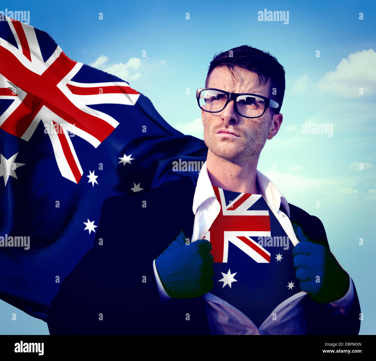Businessman Superhero Country Australian Flag Culture Power Concept ...
