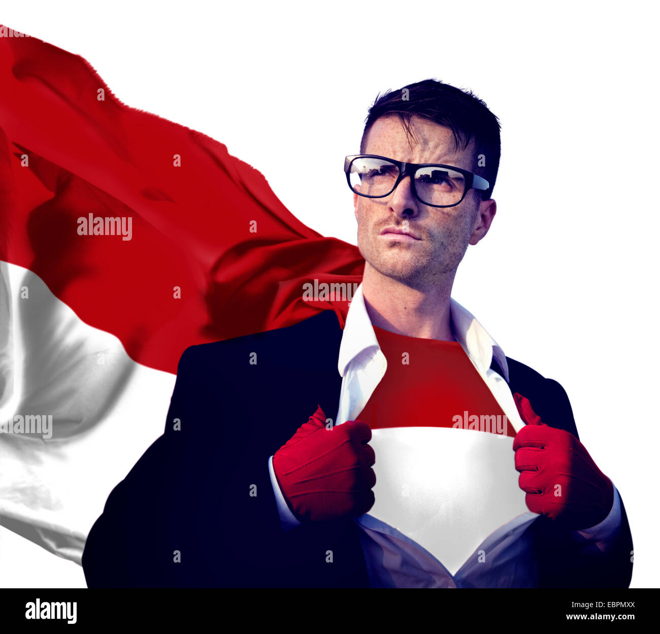 Businessman Superhero Country Indonesia Flag Culture Power Concept ...
