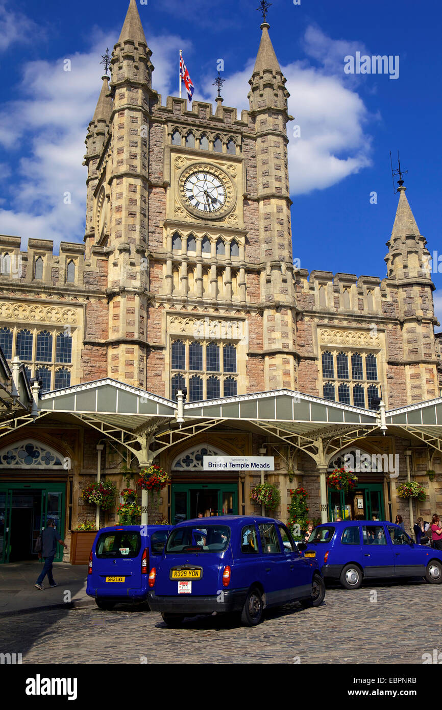 Bristol Temple Meads train station with taxis outside, Bristol, England ...