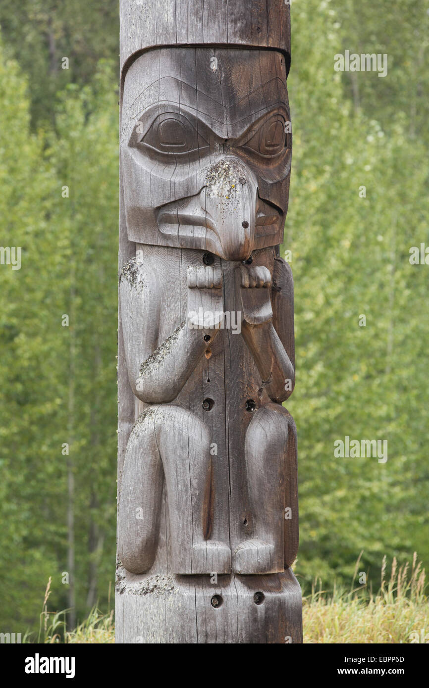 Totem pole, Gitwangak, British Columbia, Canada, North America Stock ...