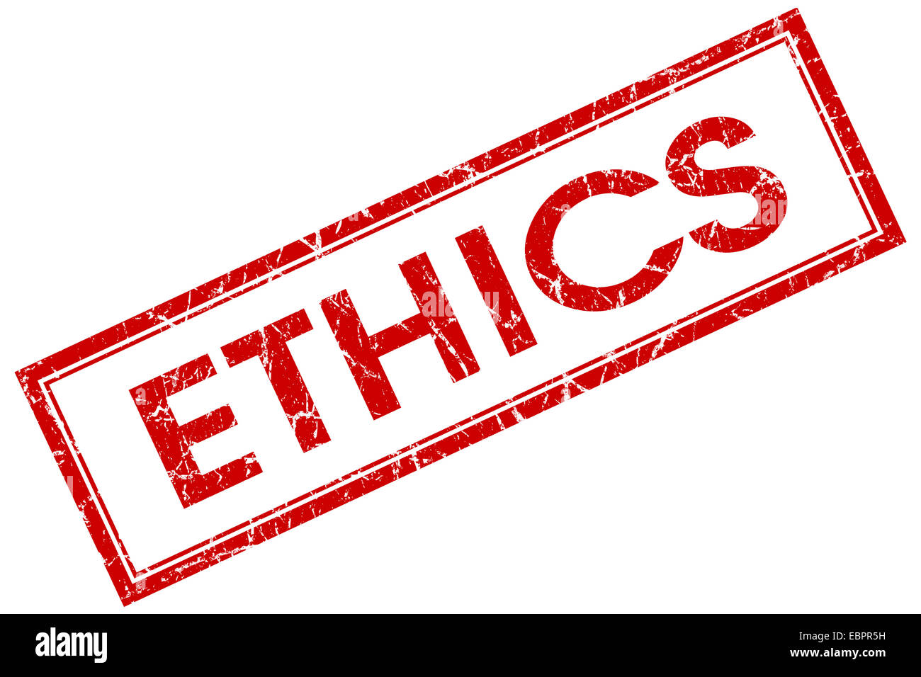 Ethics red square grungy stamp isolated on white background Stock Photo ...