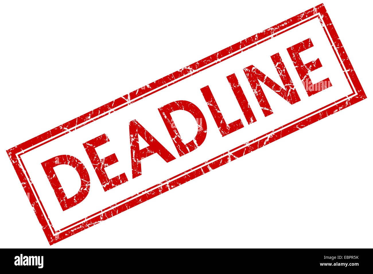 Deadline red square grungy stamp isolated on white background Stock ...