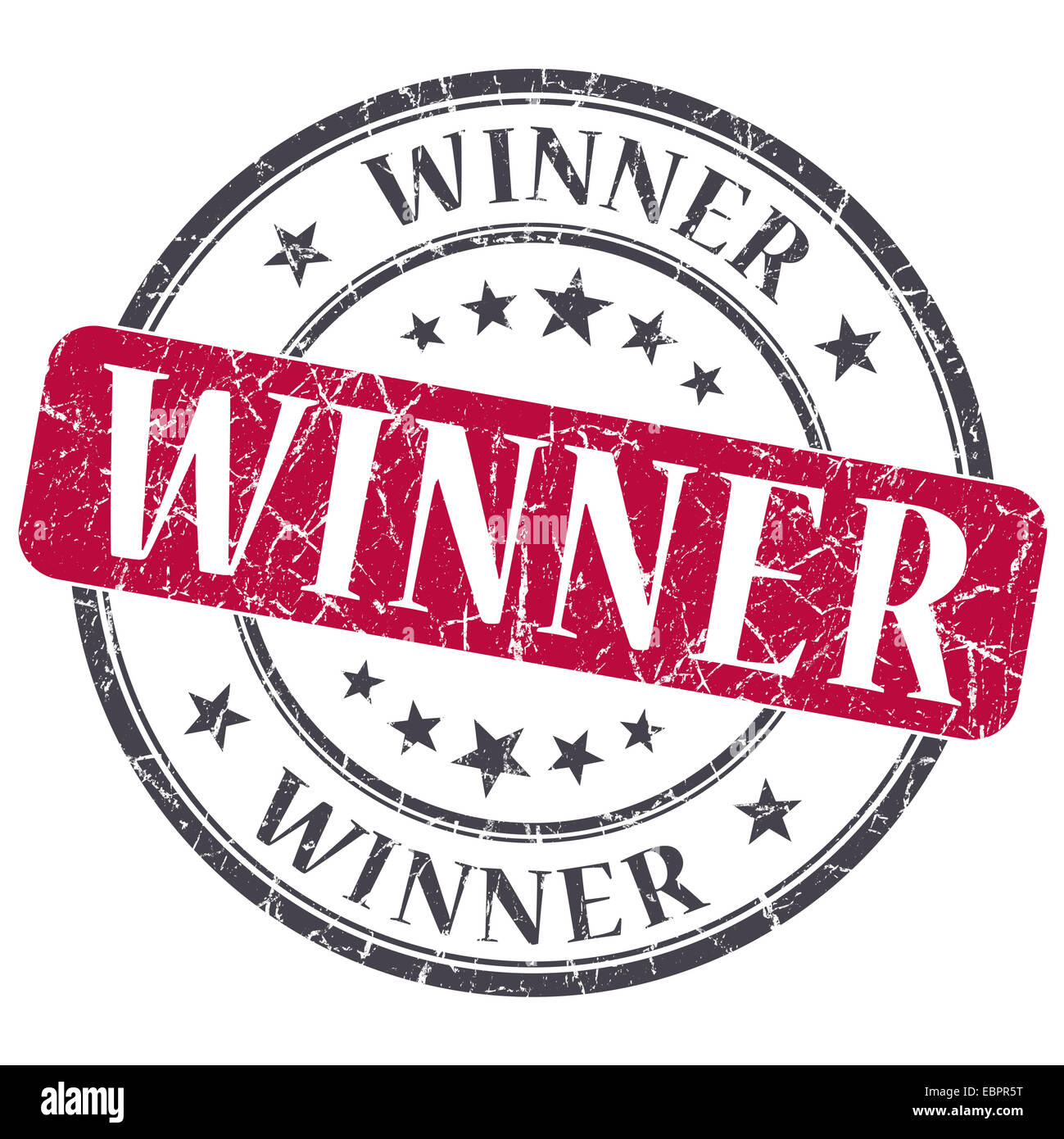 winner red round grungy stamp isolated on white background Stock Photo ...