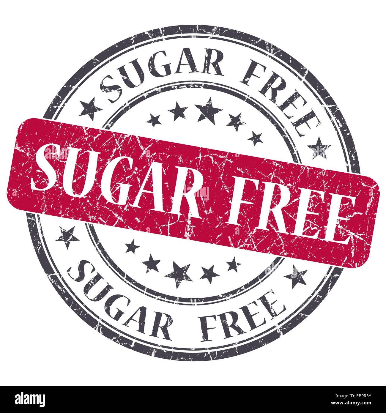 Sugar free red round grungy stamp isolated on white background Stock ...
