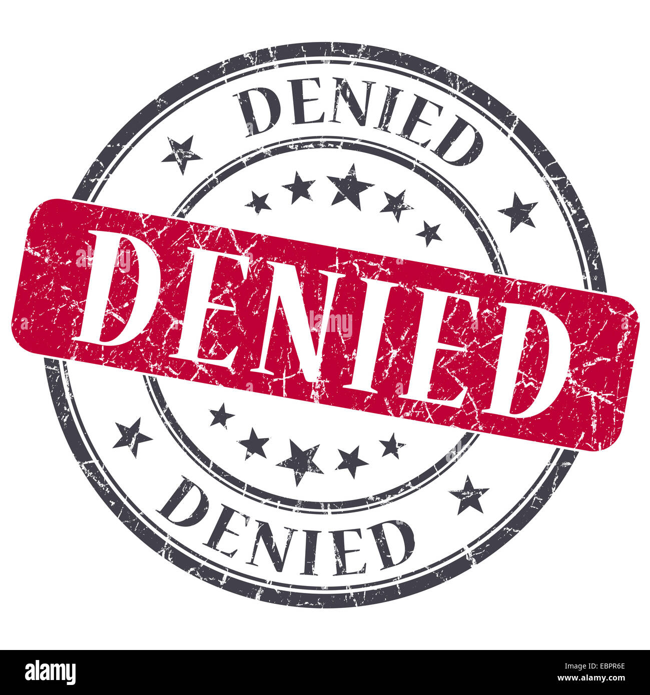 denied red round grungy stamp isolated on white background Stock Photo ...